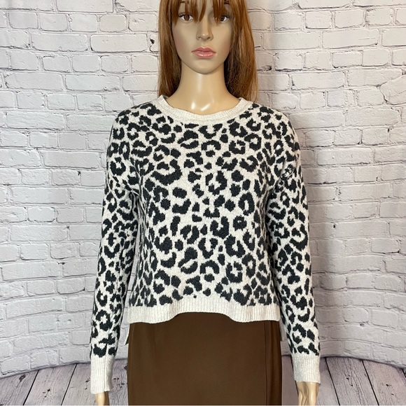 Yes Lola | Sweaters | Yes Lola Leopard Print Cotton Blend Long Sleeve ...